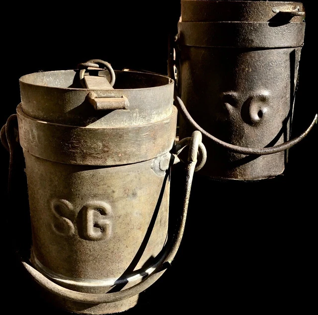 VINTAGE RAILWAY BOX Can Metal Detonator Railwayana Milk Pail French Old ...