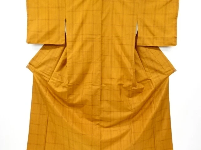 KIMONO JAPONAIS TSUMUGI 159cm 5 ft 3 in ORANGE BROWN SILK DD2660 EUR 85 ...