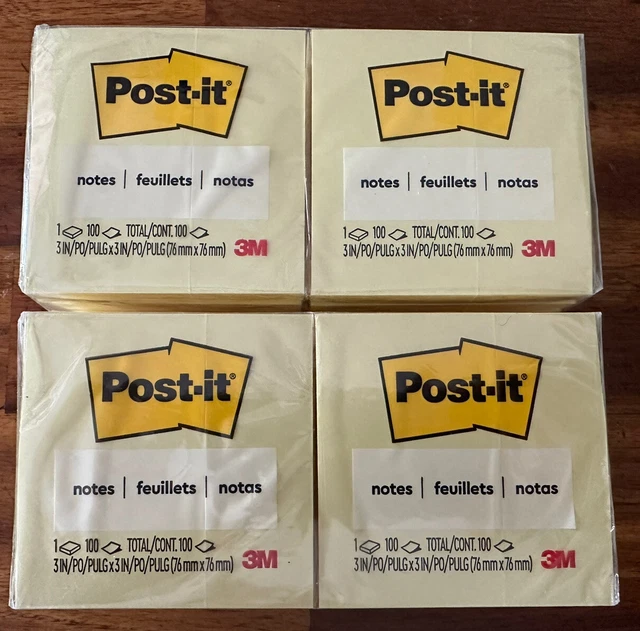 POST-IT NOTES STICKY Notes 3" x 3" 100 Sheets Per Pad Canary Yellow 24 ...