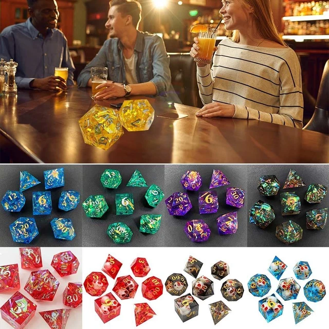 RESIN GAME DICE D6 D8 D10 D12 D20 Liquid Fluid Dices Polyhedral Dice ...