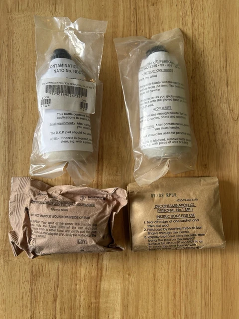 BRITISH MILITARY ISSUE NBC Decontamination Kits And Field Dressing £42. ...