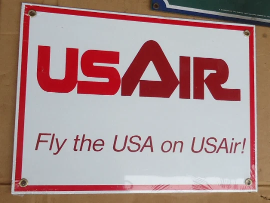 VINTAGE US AIR airline porcelain sign advertising aviation pilot gas ...
