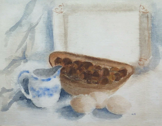 TABLEAU PEINTURE AQUARELLE Signé Nature Morte Moitié 900 tableau ...