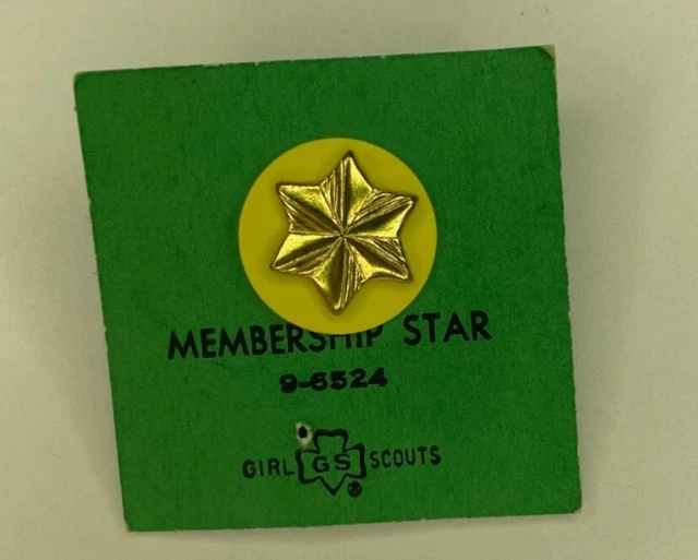 VINTAGE GIRL SCOUTS Membership Star Original Card Gold Star Yellow Back ...