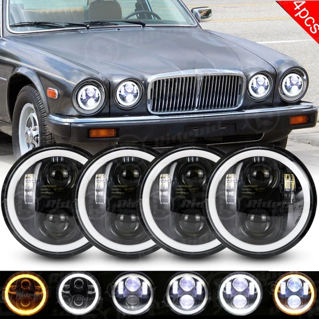 4PCS 5.75& LED Headlights w/ Halo DRL For Jaguar XJS XJ6 Vanden Plas ...