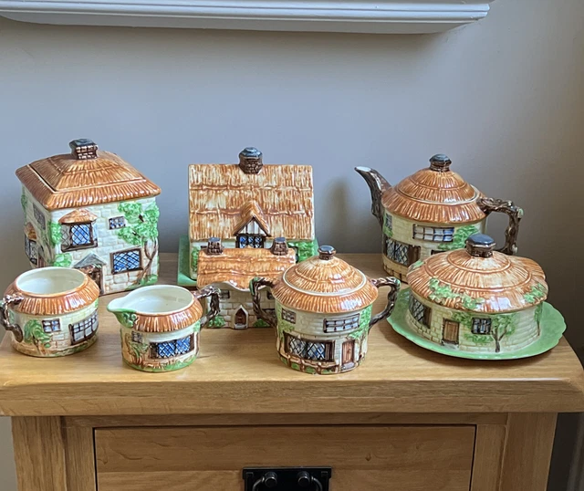 VINTAGE 8 PIECE Beswick Cottage Ware Set - Tea Pot, Cheese Dish, Milk ...