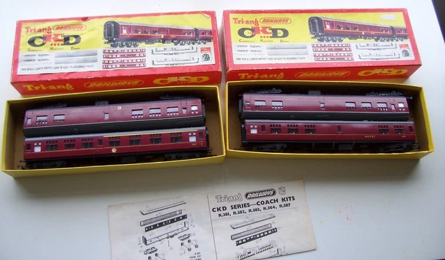 2X TRIANG R384 CKD KITS 3x BR MAROON MK1 BUFFET 1x R382 COMPOSITE COACH ...