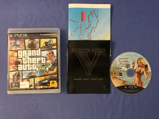 GRAND THEFT AUTO Five V PS3 Complete + Manual + Map Disc VG+ $8.65 ...