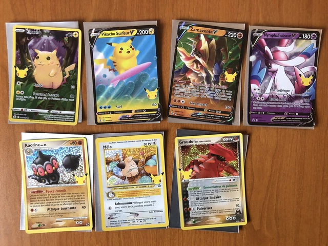 LOT DE 7 cartes Pokémon 25 ans Célébrations ultra rare Epée et bouclier ...