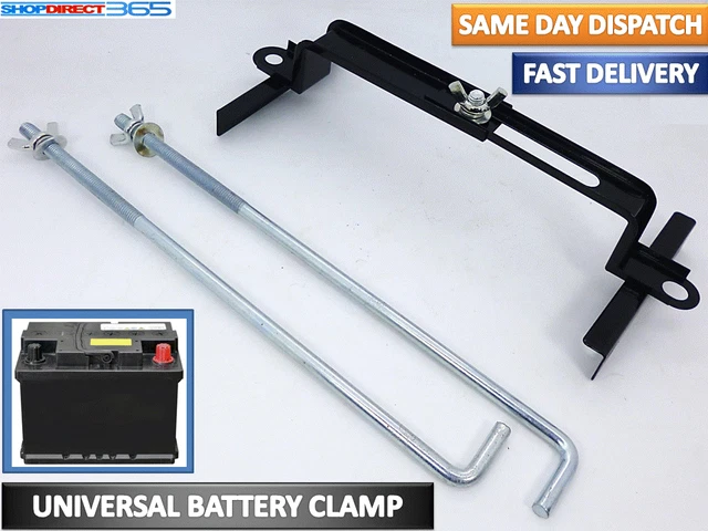 UNIVERSAL BATTERY RETAINING Clamp Bracket Bolt Tie Holder Down Kit Car ...