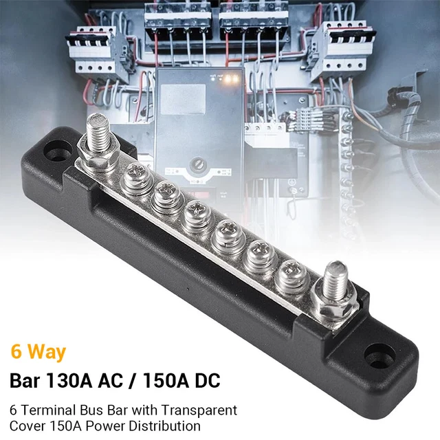 6 WAY 12V 150A Rated Bus Bar Power Distribution Terminal Block Car ...