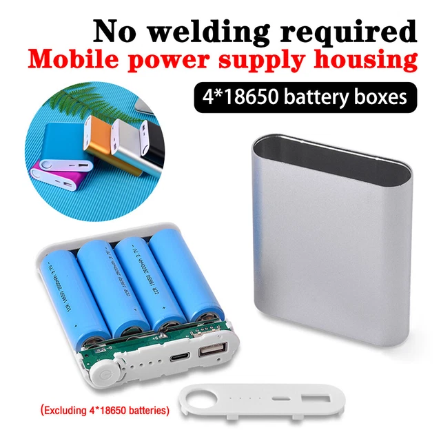 DIY 4X 18650 Battery Power Bank Shell Box with 5V/2A USB Output & Type ...