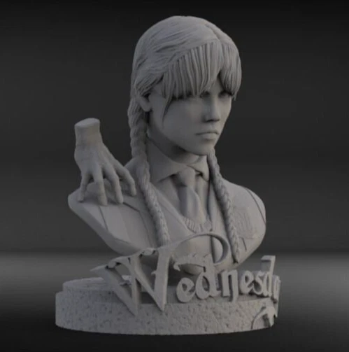 JENNA ORTEGA WEDNESDAY Addams 3D Printed Resin Figure Unpainted Resin 1 ...