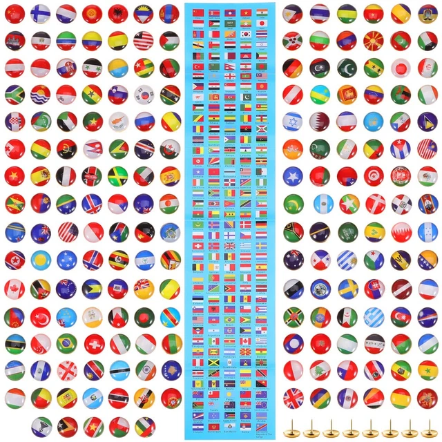 200 PCS CREATIVE Thumb Tacks Country Pin Flags for Map Thumbtacks $26. ...