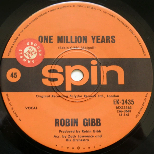 RARE 1969 OZ Pop Promo Robin Gibb Bee Gees *One Million Years+Weekend ...