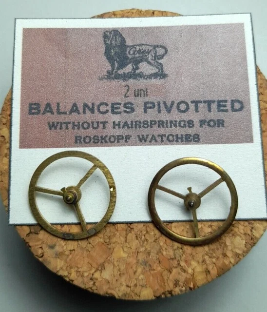 ROSKOPF POCKET WATCH 16mm complete balance wheel (wheel+axle+impulse ...