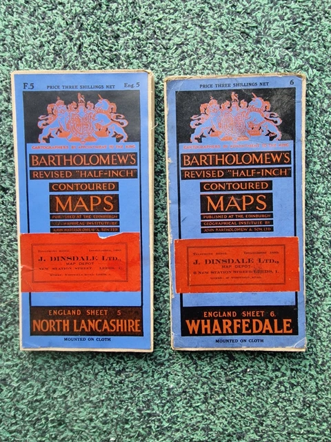 VINTAGE BARTHOLOMEWS REVISED Half Inch Maps: Sheets 5 & 6 - Mounted on ...