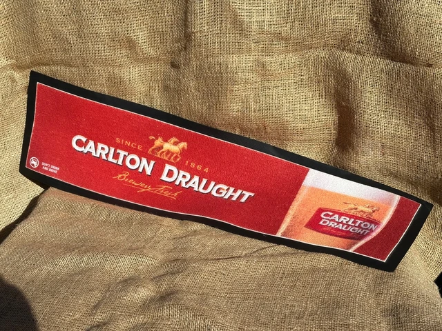 CARLTON DRAUGHT BAR Mat Rubber Backed Beer Bar Runner Schooner Full ...