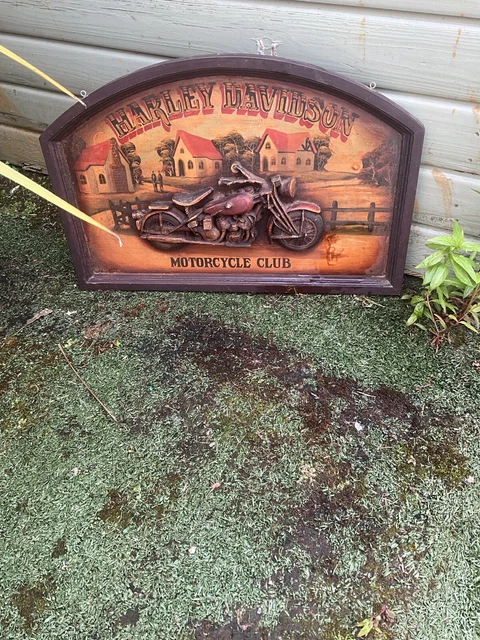 VINTAGE HARLEY DAVIDSON Motorcycle Club 3D Wood Painted Sign 24 X 16 ...