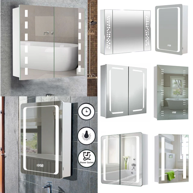 LED BATHROOM MIRROR Cabinet With Storage/Demister/Sensor Switch/Clock ...