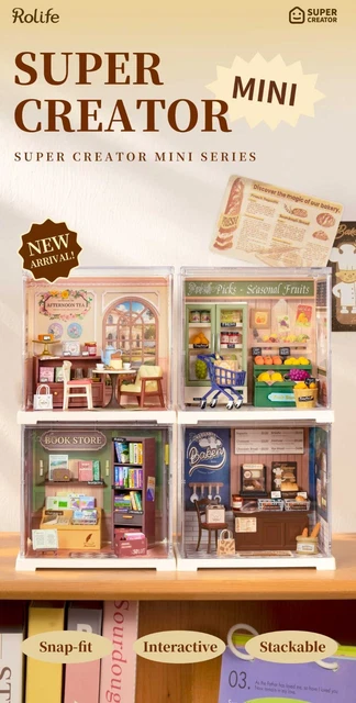 ROLIFE DIY AFTERNOON Tea Book Bakery Fruit Store Mini Series DollHouse ...