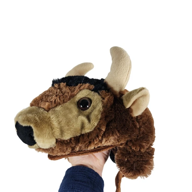 BISON BUFFALO BULL Hat Plush Animal Costume Ear Flap Winter Hat £53.85 ...