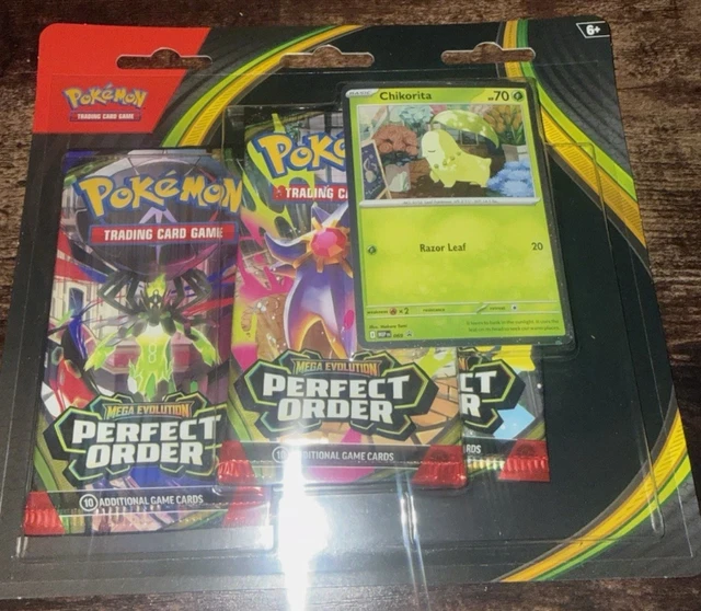 POKÉMON TCG: MEGA Evolution-Perfect Order 3 Booster Packs & Chikorita ...