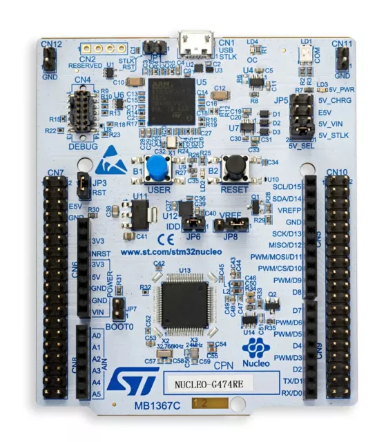 1X NUCLEO-G474RE, STMICROELECTRONICS Development Board, STM32 Nucleo-64 ... 1X NUCLEO-G474RE, STMICROELECTRONICS Development Board, STM32 Nucleo-64 ...