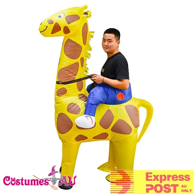 MENS INFLATABLE GIRAFFE Costume Halloween Yellow Carry Ride On Me ...