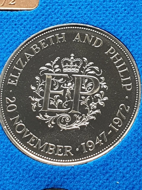 1972 PROOF QUEEN Elizabeth II Prince Philip Silver Wedding Anniversary ...