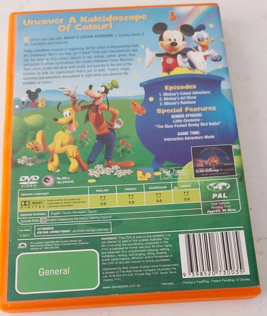 MICKEY MOUSE CLUBHOUSE Mickey's Colour Adventure DVD Kids Cartoon Walt ...