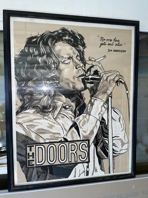 VINTAGE THE DOORS Jim Morrison Art Print Poster K chillis 1981, Rock N ...