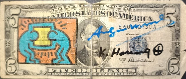KEITH HARING ANDY Warhol Banconota Disegno Serigrafia Firmata Certificata EUR 500,00 - PicClick IT