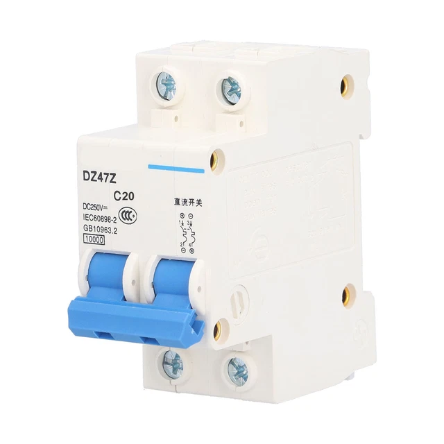 MINI CIRCUIT BREAKER DIN Rail Mount Low Voltage Electrical 2P DC 250V ...