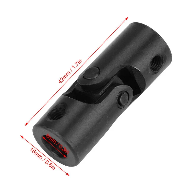 DIY STEERING UNIVERSAL Joint Black Metal Shaft Coupling Motor Connector ...