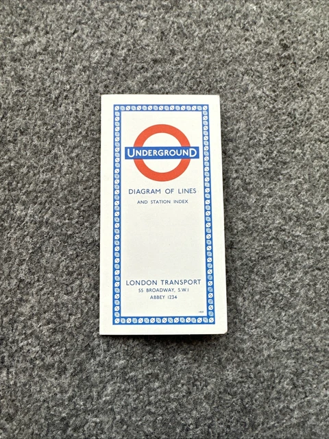 1959 (359/582Z/500,000) LONDON Underground Tube Map Pocket Diagram H.C ...