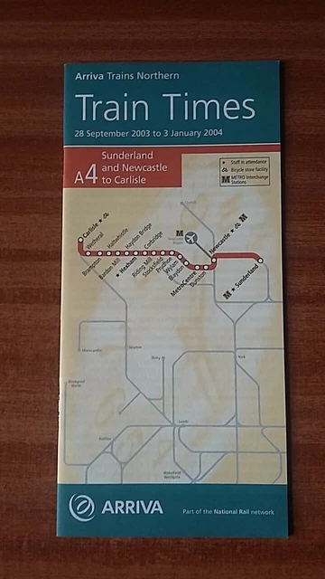 ARRIVA TRAINS NORTHERN train timetable Sunderland & Newcastle-Carlisle ...