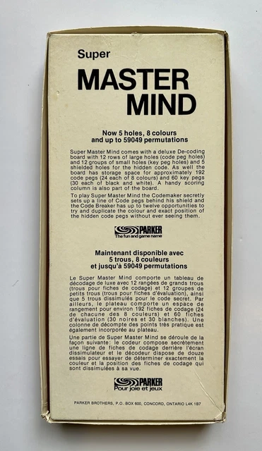 VINTAGE SUPER MASTERMIND Board Game 1975 Parker Brothers $7.62 ...