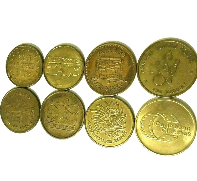 SET 8 OLD PUERTO RICO Arcade Game Amusement coin Token Lot Ficha Juego ...