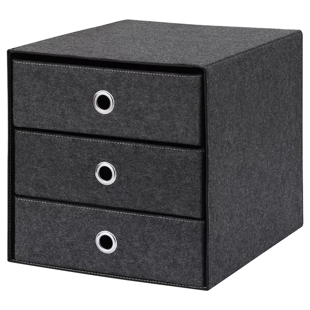 IKEA MINI CHEST of 3 Drawers Storage Unit 33x38cm Fabric Box Organizer ...