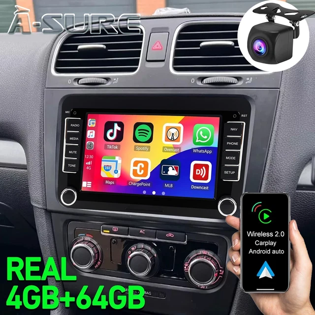 4+64GB ANDROID 15 Apple CarPlay For VW GOLF MK5 MK6 7" Car Stereo GPS ...