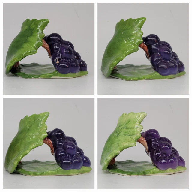 4 VTG FINE Bone China Hand Painted Stand Up Napkin Rings Bunches of ...