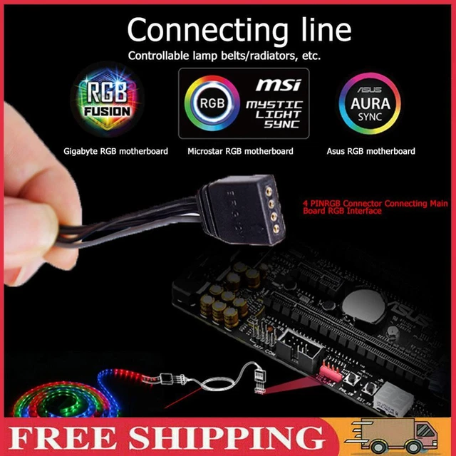 RGB CONNECTOR EXTENSION Cable for Giga/Microstar/A-sus Motherboard (12V ...