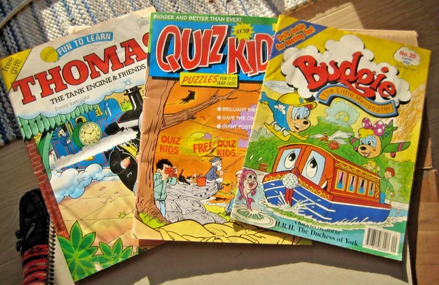 3 VINTAGE CHILDREN'S magazines Thomas Tank &friends Quiz kids Budgie ...