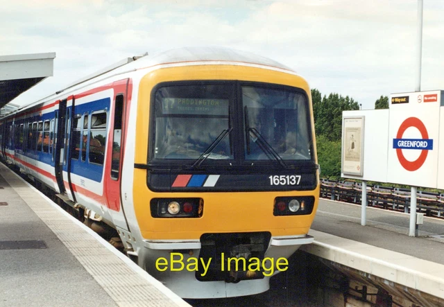 RAILWAY PHOTO 6X4 DMU Class 165 165137 NSE Greenford Station c1994 £1. ...