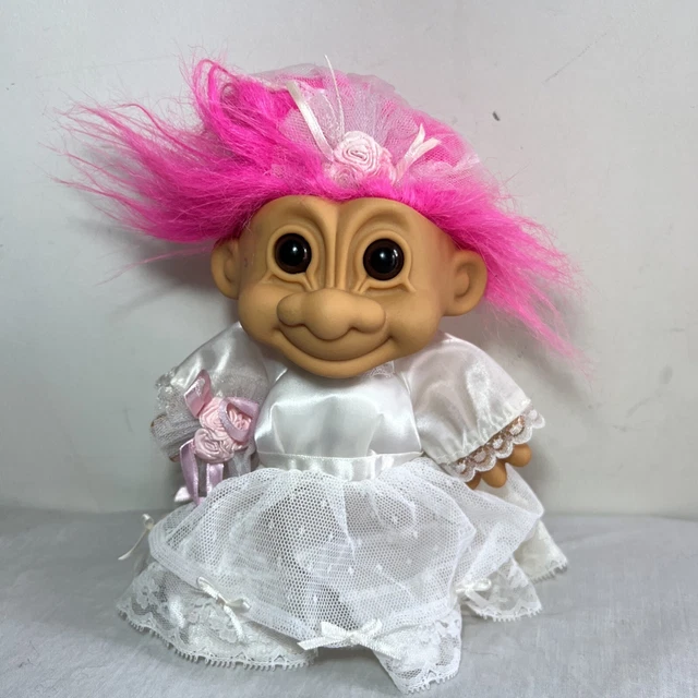 VINTAGE TROLL DOLL Toy Bride 8” Russ Pink Hair £19.99 - PicClick UK