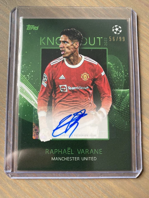 TOPPS UCL KNOCKOUT 2022 Raphael Varane Autografo Verde Parallelo 56/99 ...