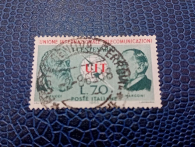 2 AGO 1965 Italia Repubblica 100° dell' UIT Meucci e Marconi Lire 70 n ...