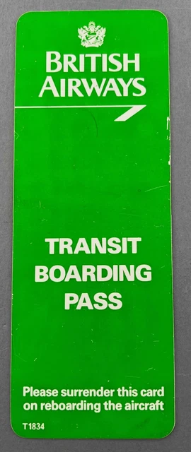 BRITISH AIRWAYS TRANSIT Airline Boarding Pass Card Ba Landor Era Green ...