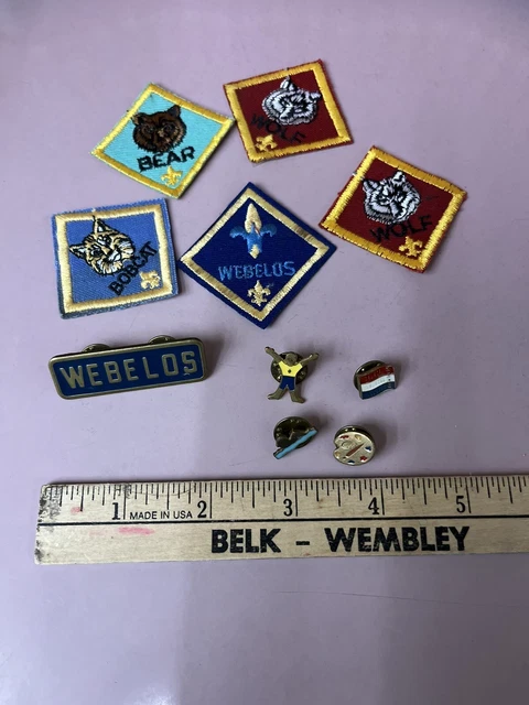 VINTAGE CUB SCOUTS Webelos Bar PIN BSA Badge& Patches & 4 More Pins $14 ...